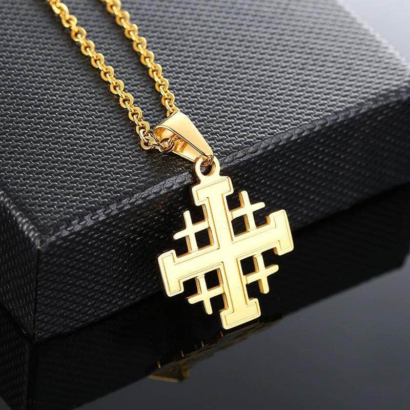 Gold Jerusalem Cross Necklace | Templar Cross
