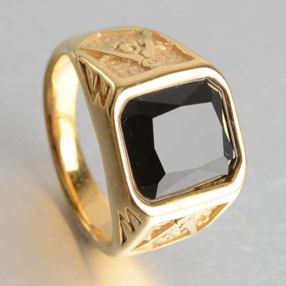 Black Stone Gold Masonic Ring | Templar Cross